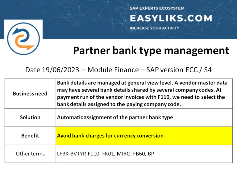 F110 – Manage vendor bank details – Blog for SAP consultant | Easyliks